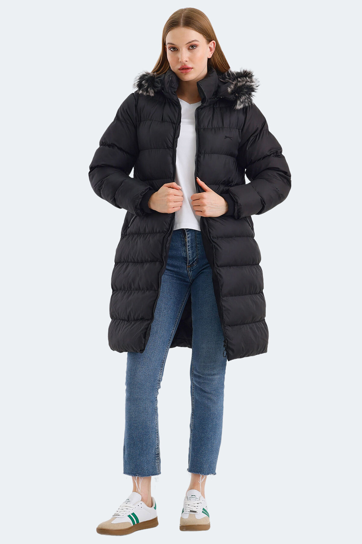 Slazenger GARLIC IN Kadın Kapüşonlu Şişme Siyah Mont & Kaban | Slazenger