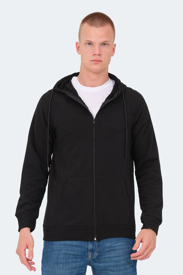 Slazenger KAZUE I Erkek Fermuarlı Kapüşonlu Cepli Siyah Sweatshirt ...