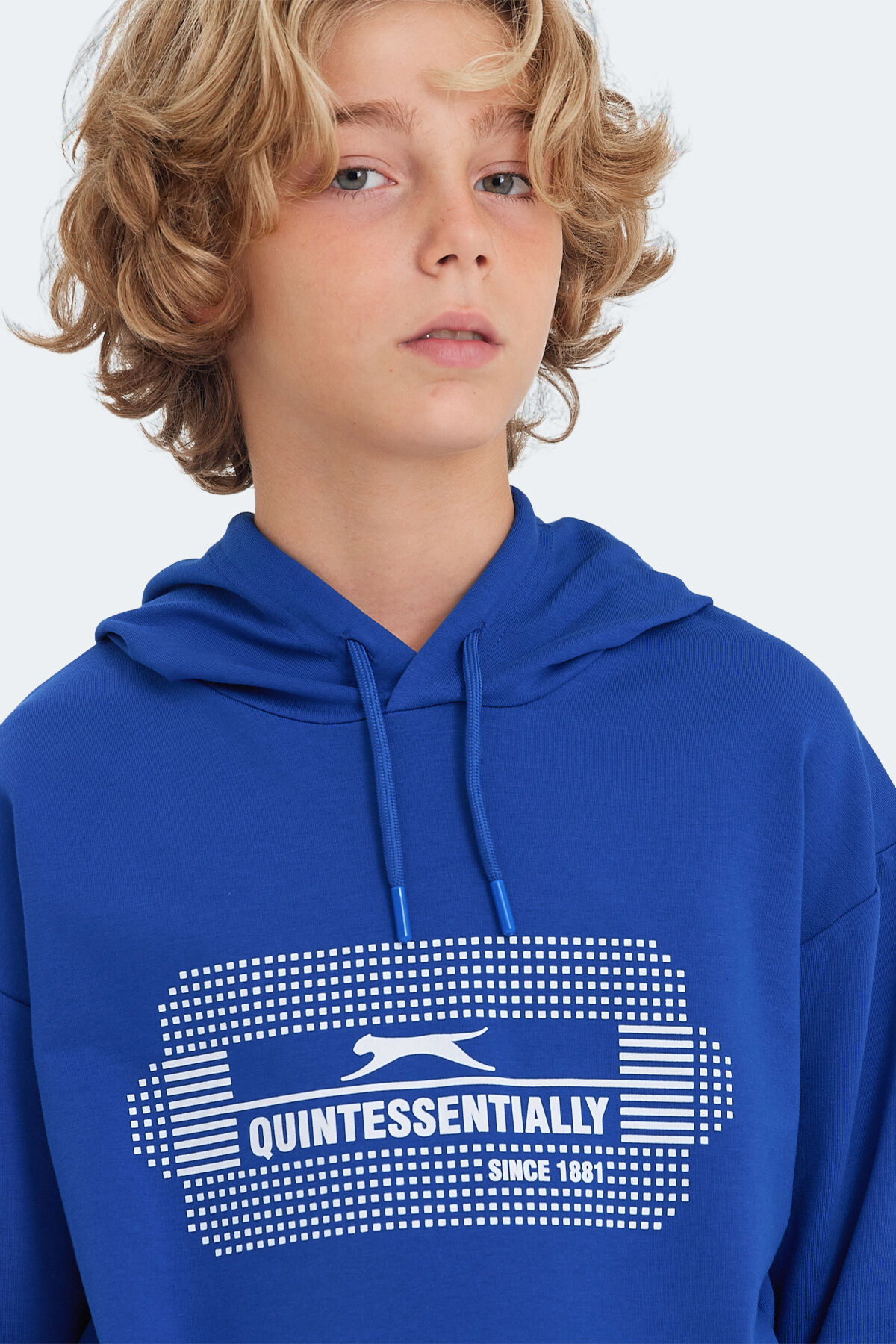 Slazenger LAYO Unisex Çocuk Kapüşonlu Saks Mavi Sweatshırt | Slazenger