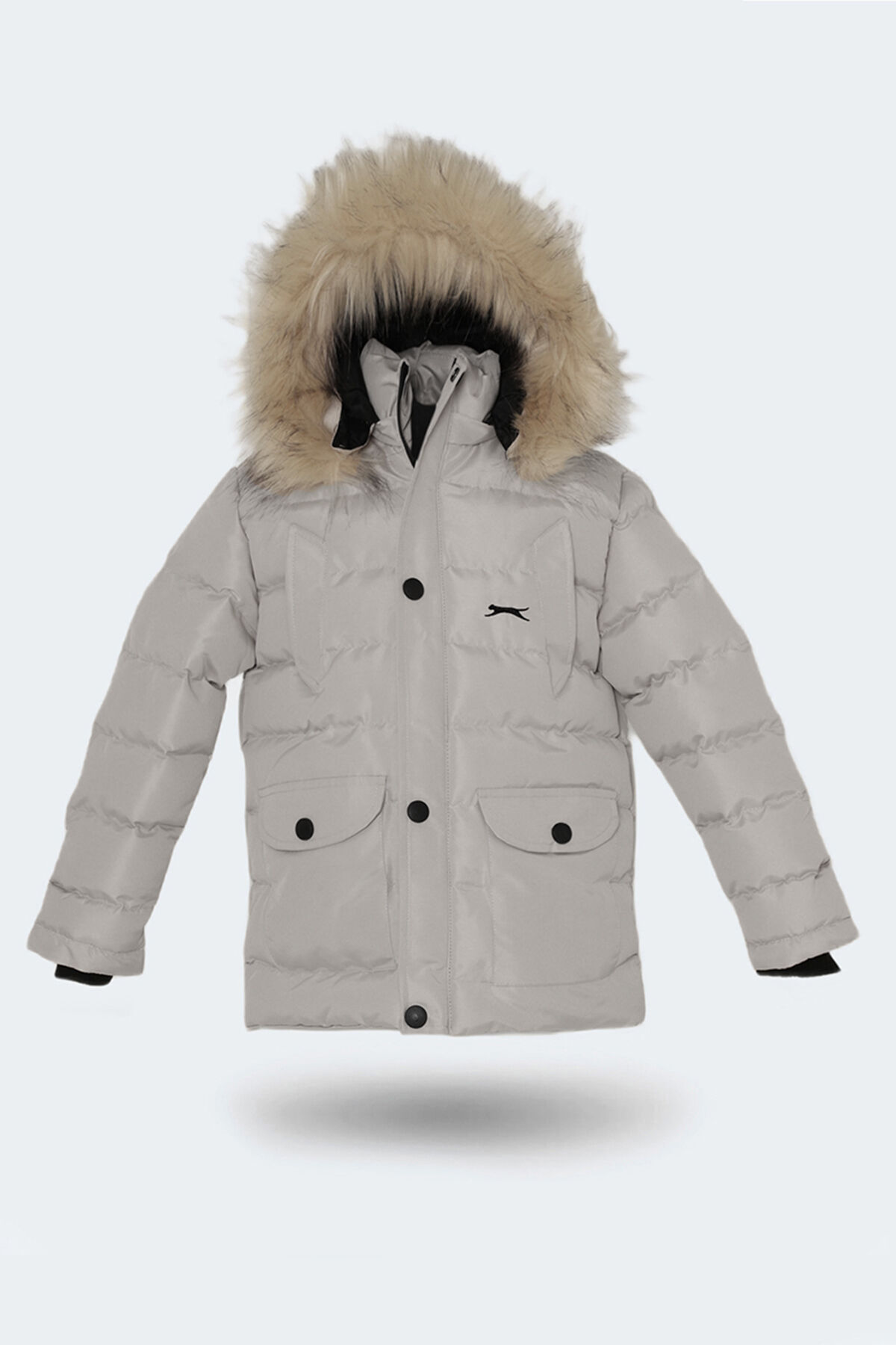 Slazenger NAPOLI Unisex Çocuk Kapüşonlu Şişme Gri Mont & Kaban | Slazenger