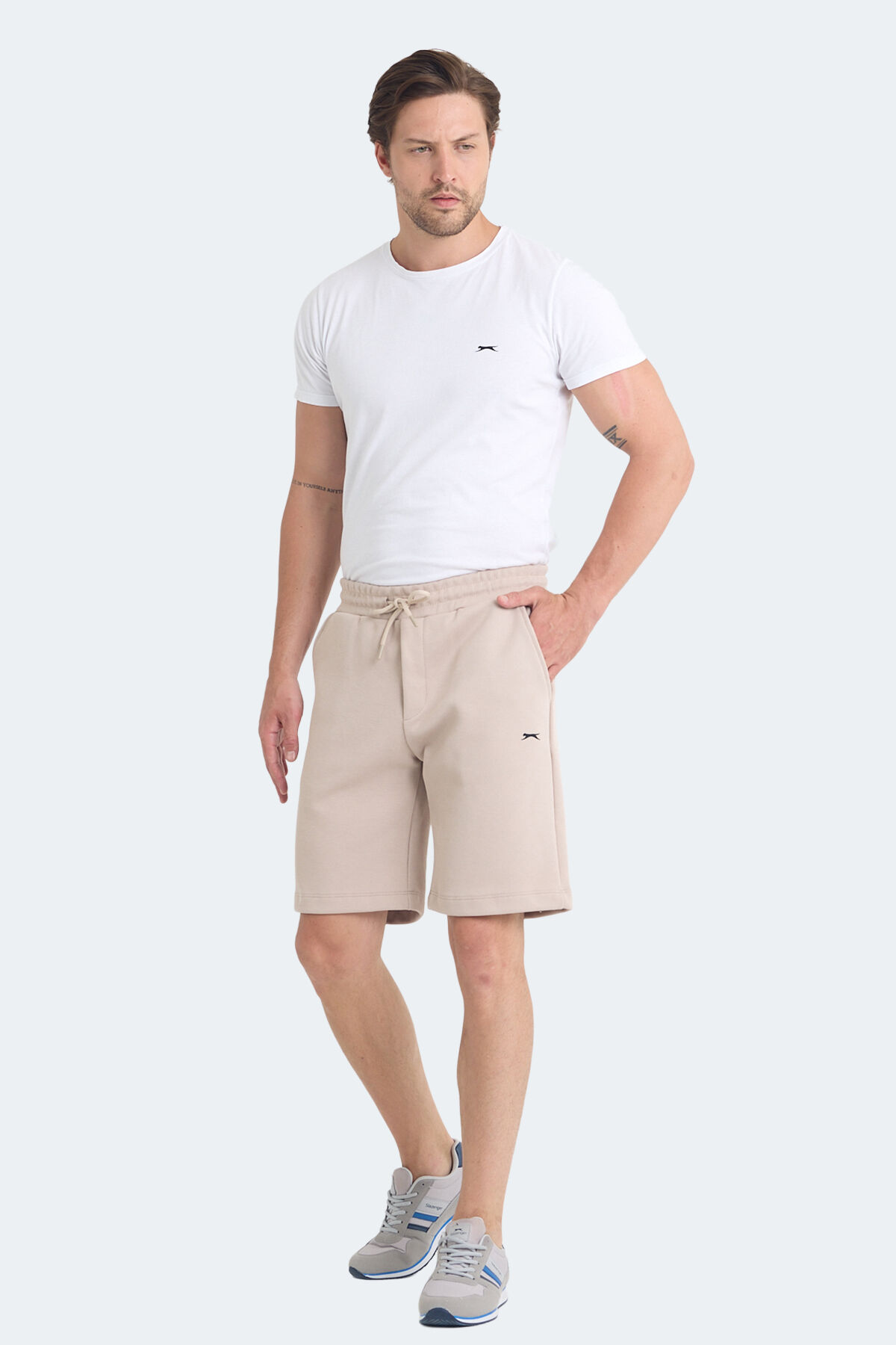 Slazenger VELVELA I Erkek Cepli Taş Gri Şort | Slazenger